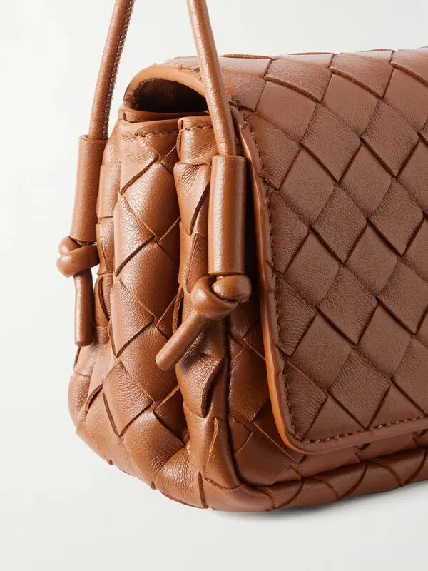 Bottega Veneta Notturno Intrecciato Leather Shoulder Bag - Brown