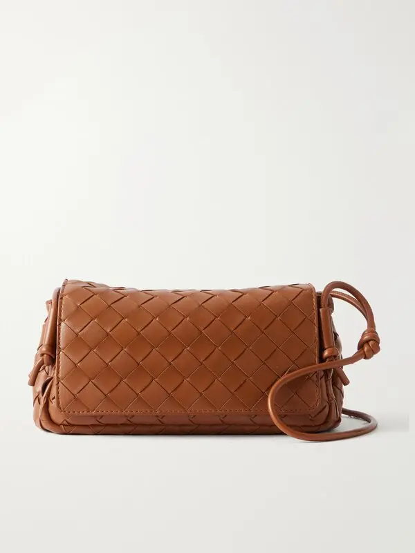 Bottega Veneta Notturno Intrecciato Leather Shoulder Bag - Brown