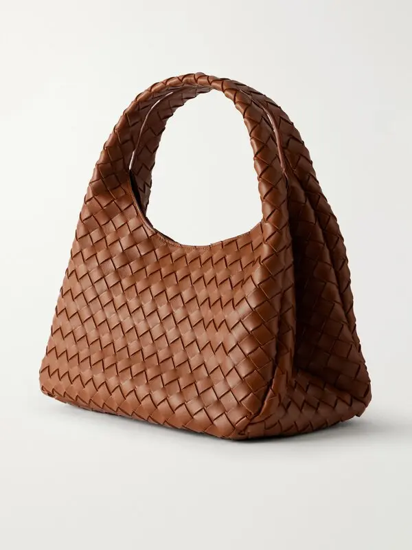 Bottega Veneta Campana Large Intrecciato Leather Shoulder Bag - Brown