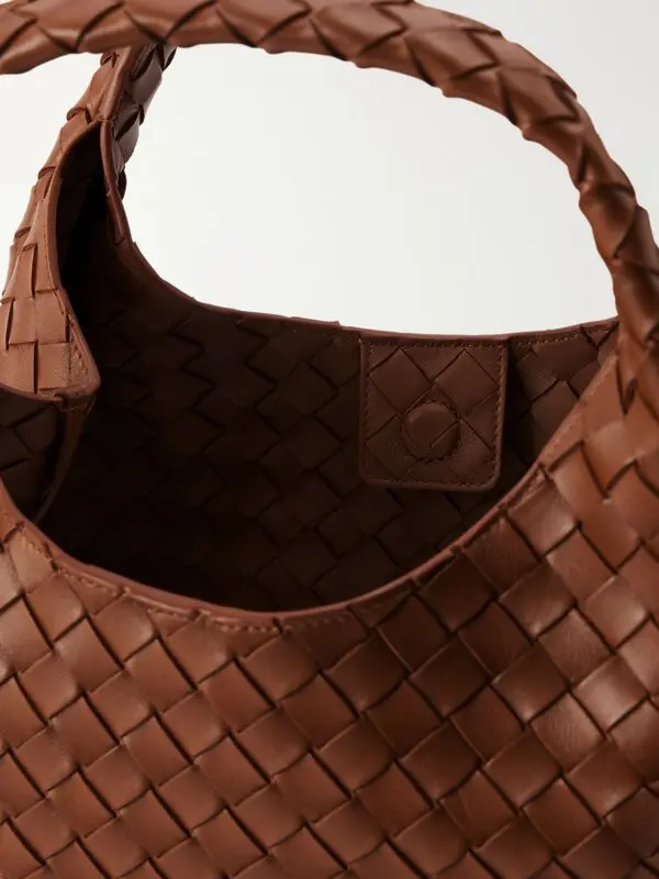 Bottega Veneta Campana Large Intrecciato Leather Shoulder Bag - Brown