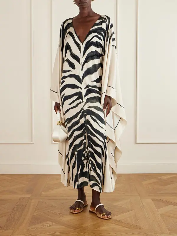 ANDRES OTALORA Zawadi Del Sol Printed Satin Maxi Dress