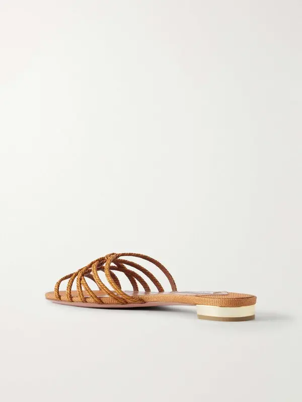 AQUAZZURA Luna Raffia-trimmed Cord Slides