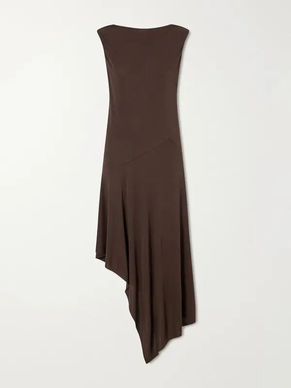 Alaïa Asymmetric Jersey-crepe Midi Dress