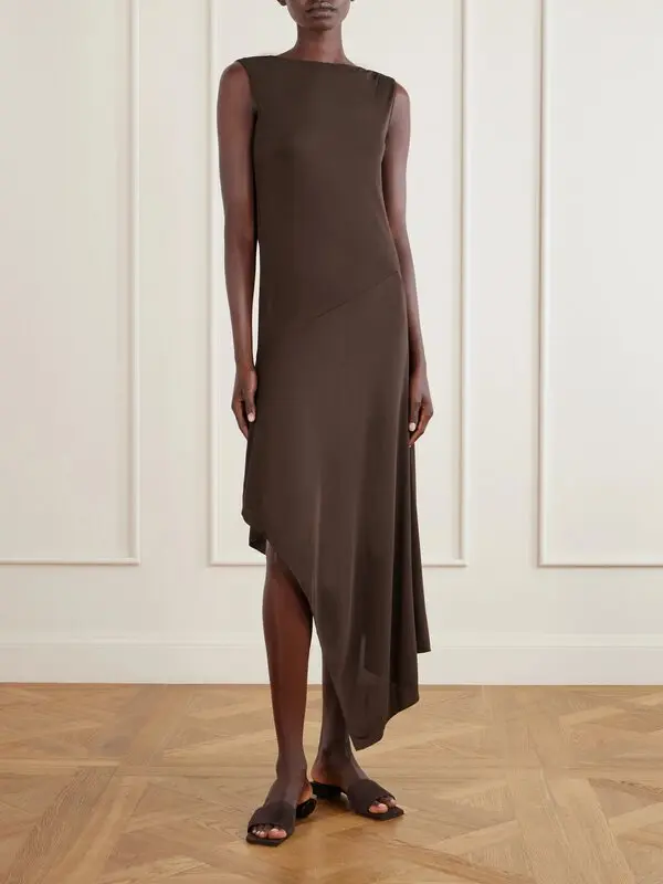 Alaïa Asymmetric Jersey-crepe Midi Dress