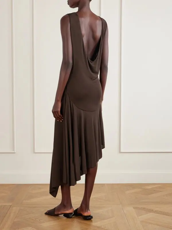 Alaïa Asymmetric Jersey-crepe Midi Dress