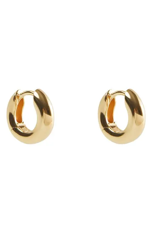 Argento Vivo Small Domed Huggie Hoop Earrings In 18k Yellow Gold Plate - Good