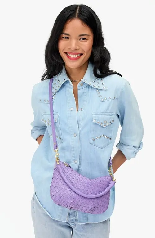 Clare V. Petit Moyen Woven Leather Messenger Bag