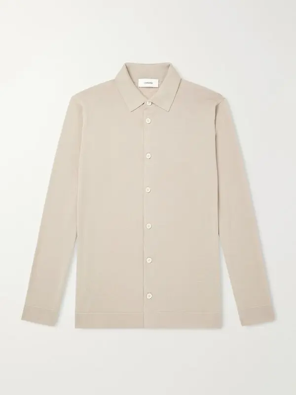 LARDINI Virgin Wool Polo Shirt - Neutrals