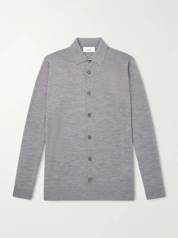 LARDINI Virgin Wool Polo Shirt - Gray