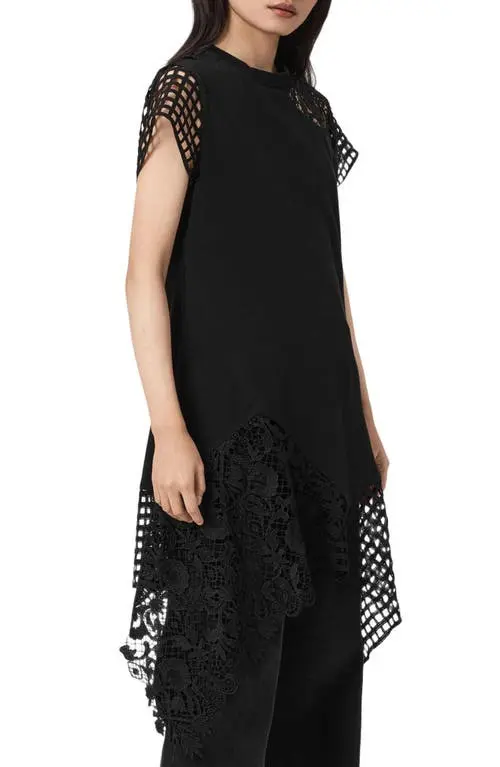 ALLSAINTS Zala Asymmetric Crochet Dress