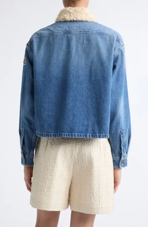 Moncler Faux Shearling Collar Denim Jacket