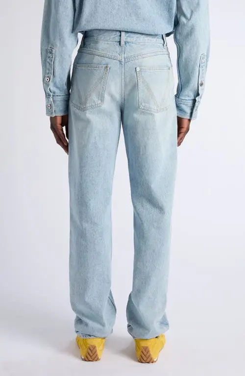 Bottega Veneta Wide Leg Sky Bleached Denim Jeans