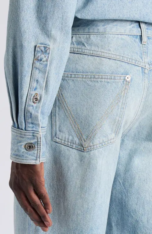 Bottega Veneta Wide Leg Sky Bleached Denim Jeans