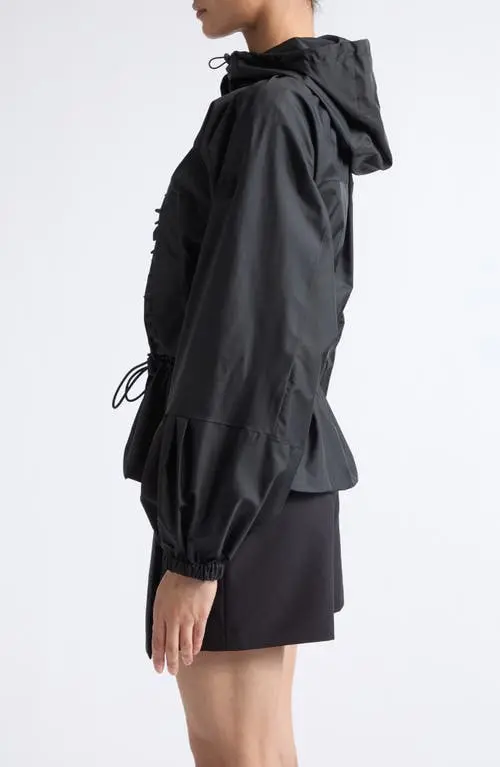 Moncler Imaginaire Short Nylon Canvas Parka With Ruffled Waist