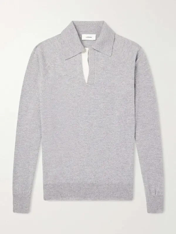 LARDINI Wool And Cashmere-blend Polo Shirt - Gray