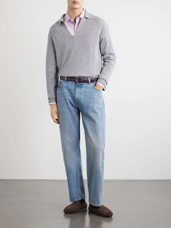 LARDINI Wool And Cashmere-blend Polo Shirt