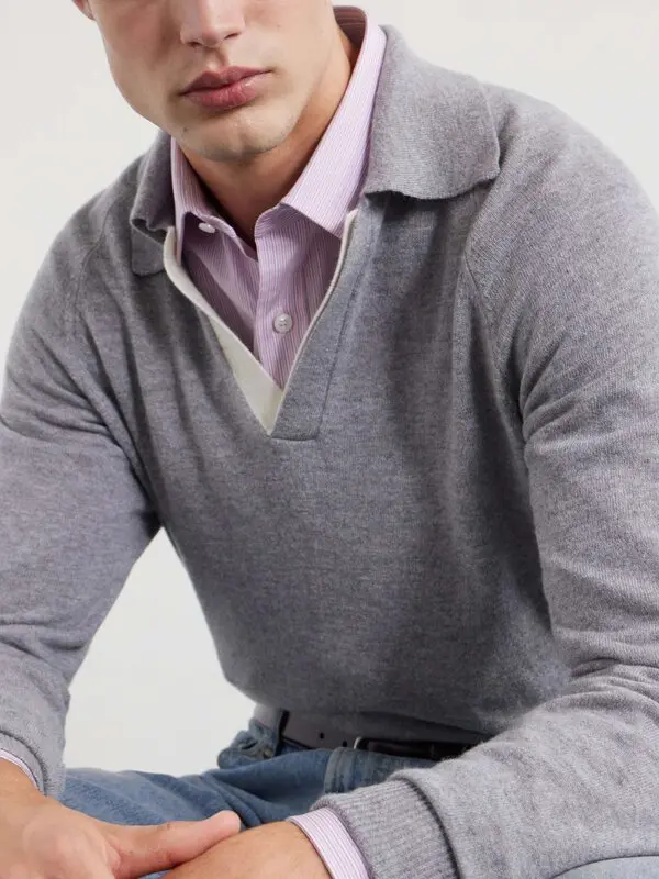 LARDINI Wool And Cashmere-blend Polo Shirt