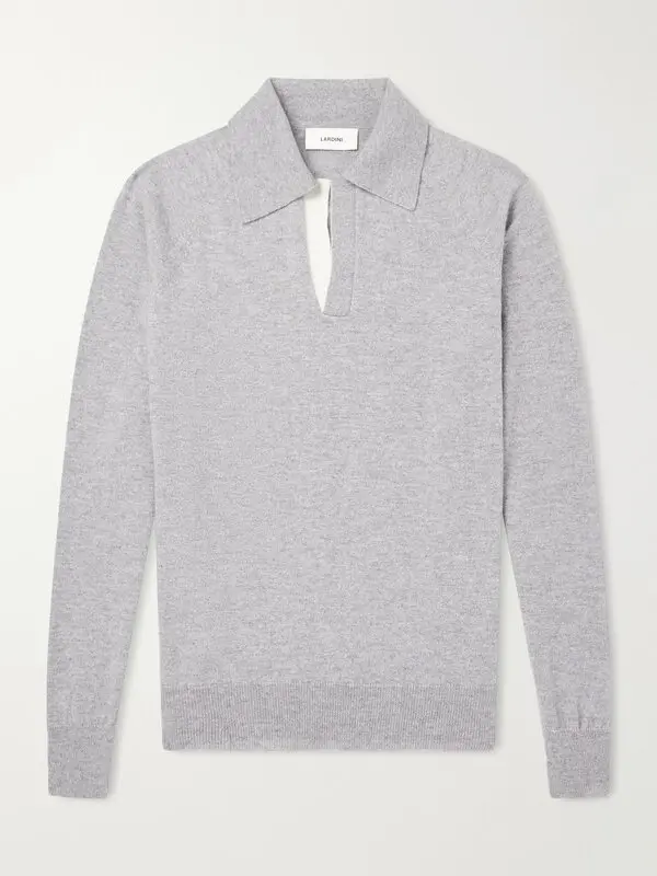 LARDINI Wool And Cashmere-blend Polo Shirt - Gray