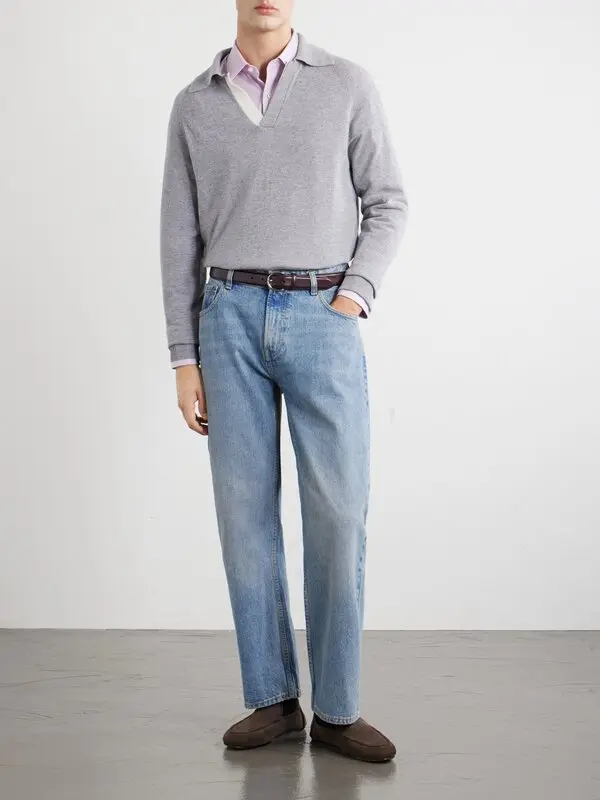 LARDINI Wool And Cashmere-blend Polo Shirt