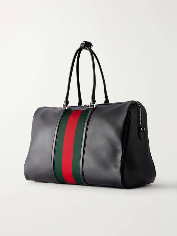Gucci Web-trimmed Leather Tote Bag