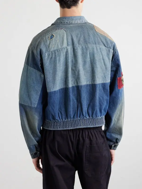 Kapital Distressed Patchwork Denim Jacket