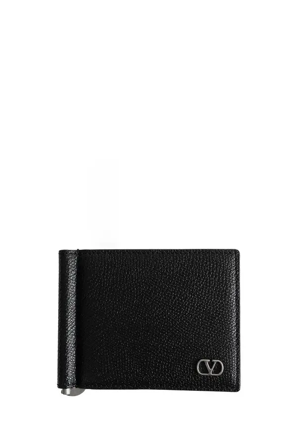 Valentino Garavani Vlogo Grainy Leather Wallet - Black