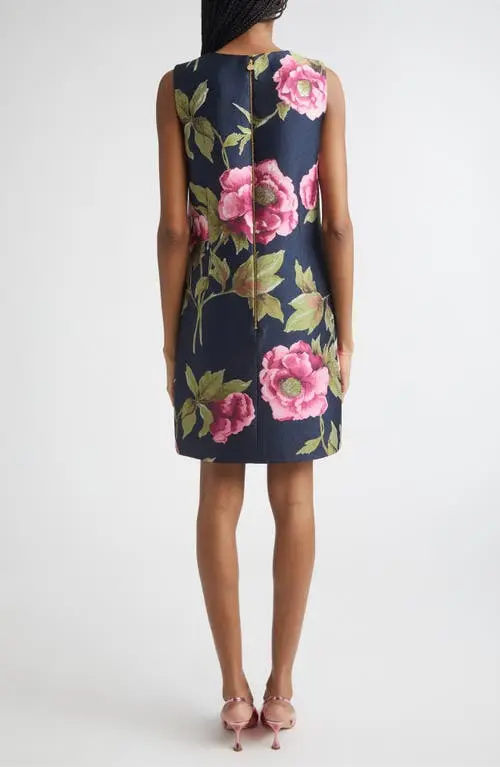 Carolina Herrera Peony Jacquard Sleeveless Shift Dress