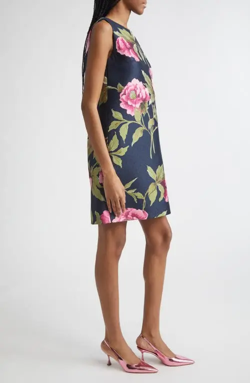 Carolina Herrera Peony Jacquard Sleeveless Shift Dress