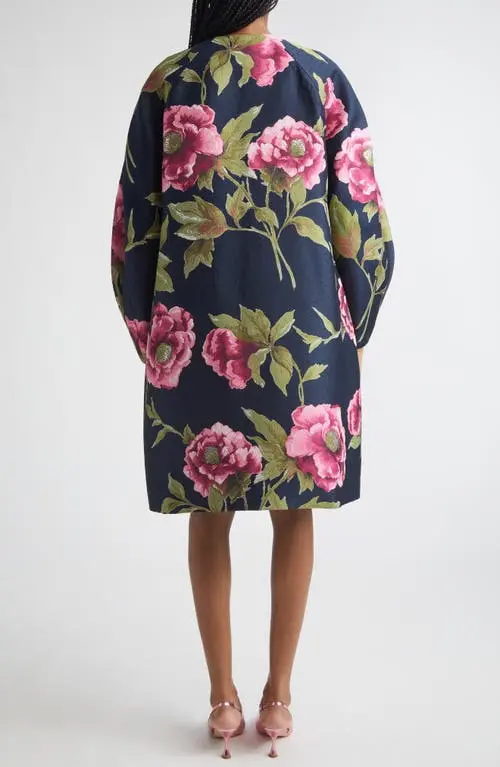 Carolina Herrera Peony Jacquard Cocoon Coat
