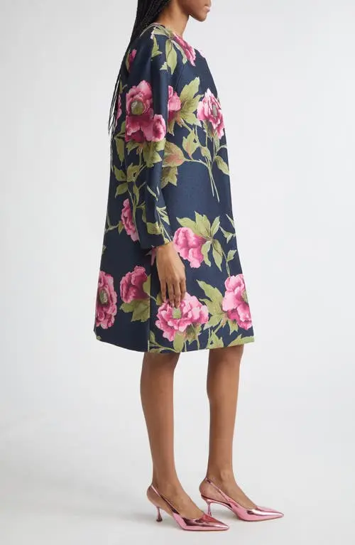 Carolina Herrera Peony Jacquard Cocoon Coat