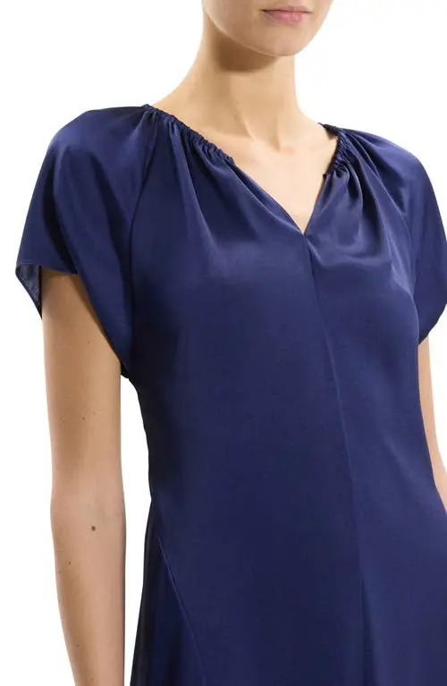 Theory Fit & Flare Satin Midi Dress