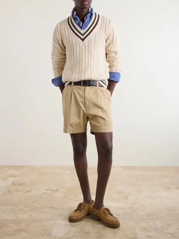 DRAKE'S Cricket Knitted Cotton And Cashmere-blend Sweater
