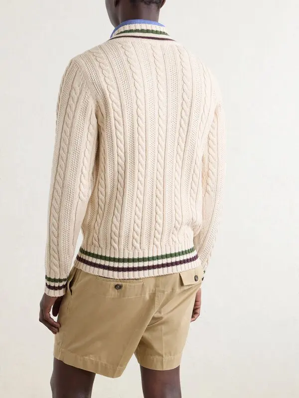 DRAKE'S Cricket Knitted Cotton And Cashmere-blend Sweater