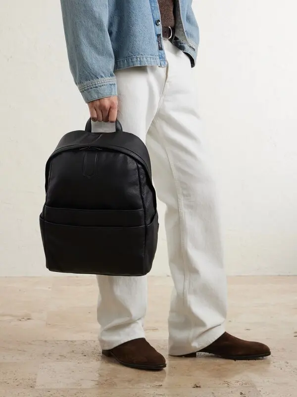 Canali Full-grain Leather Backpack
