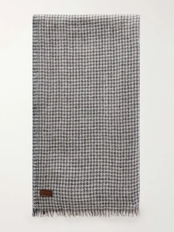 Canali Houndstooth Wool And Cashmere-blend Scarf
