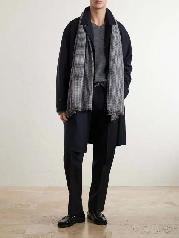 Canali Houndstooth Wool And Cashmere-blend Scarf