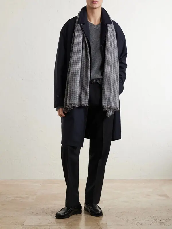 Canali Houndstooth Wool And Cashmere-blend Scarf