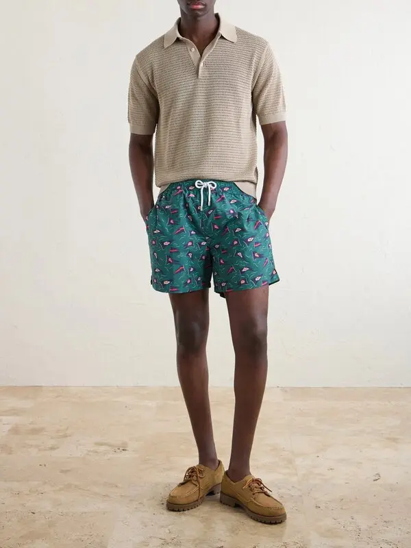 DRAKE'S Mesh-knit Cotton Polo Shirt