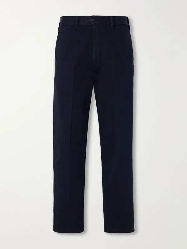 DRAKE'S Straight-leg Cotton Trousers - Blue