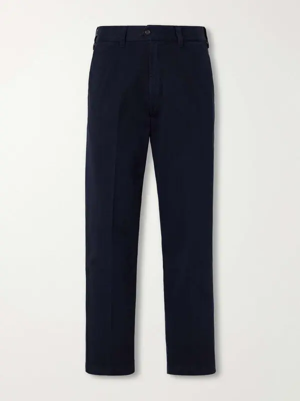 DRAKE'S Straight-leg Cotton Trousers - Navy