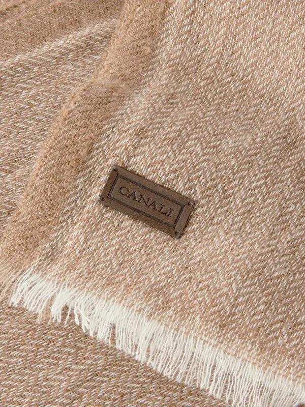 Canali Herringbone Wool And Cashmere-blend Scarf
