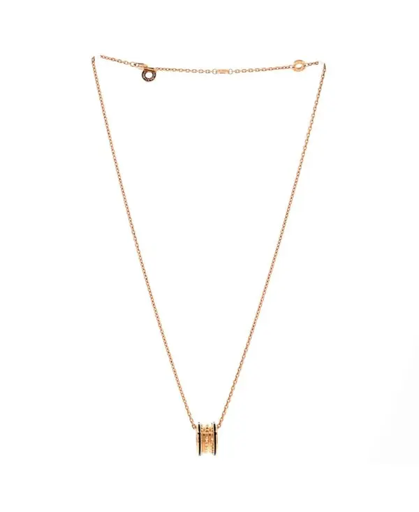BVLGARI Small B. Zero 1 Rock Round Pendant Necklace 18k Rose Gold With Ceramic, 0.7