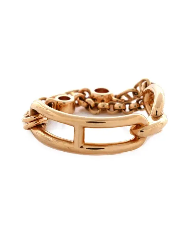 Hermès Small Chaine D'ancre Chaos Ring 18k Rose Gold With Diamonds