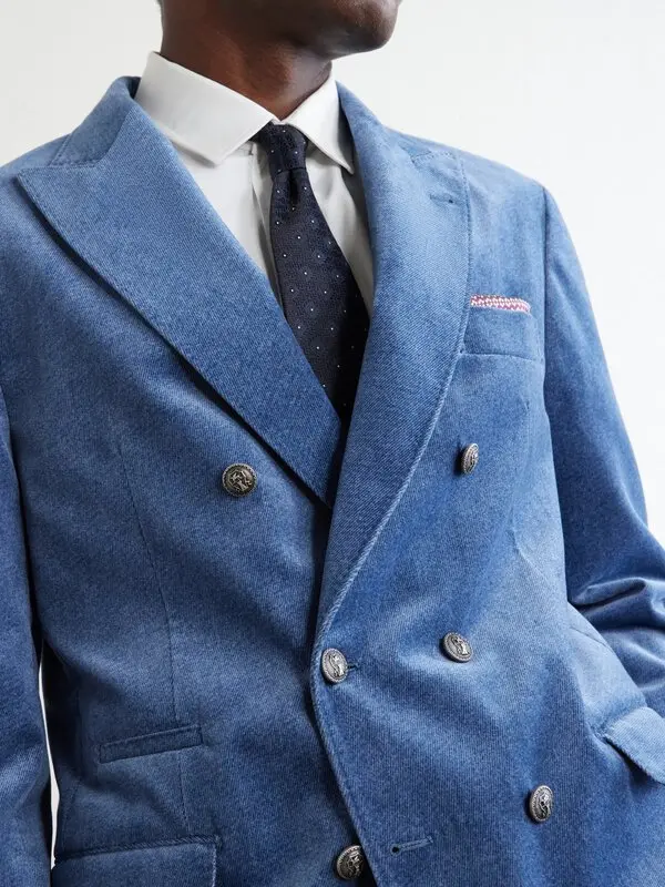 Brunello Cucinelli Double-breasted Cotton-velvet Suit Jacket