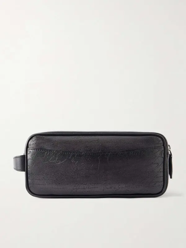 Berluti Formula 1003 Scritto Venezia Leather Wash Bag - Black