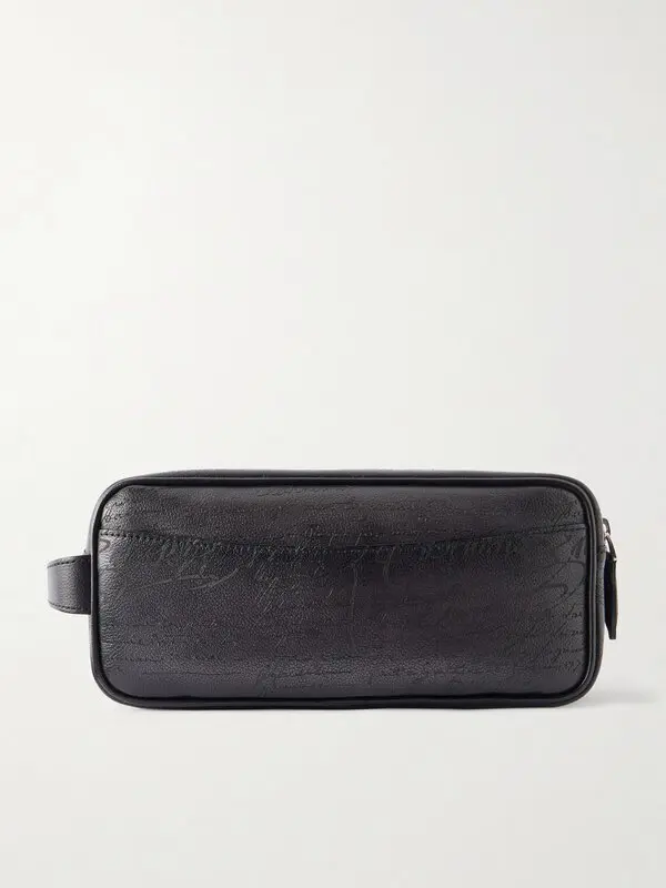 Berluti Formula 1003 Scritto Venezia Leather Wash Bag - Black