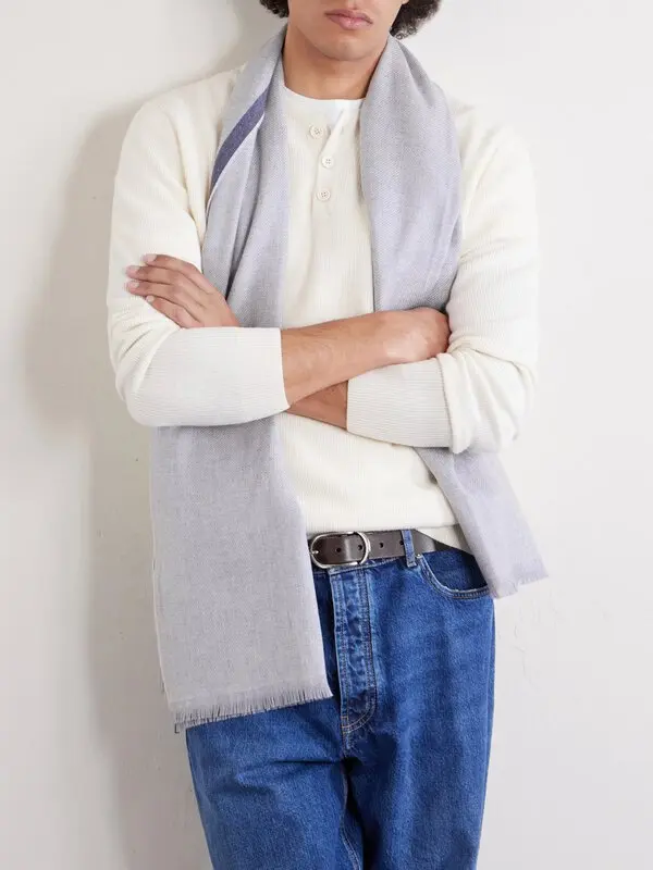 Brunello Cucinelli Fringed Wool And Cashmere-blend Scarf
