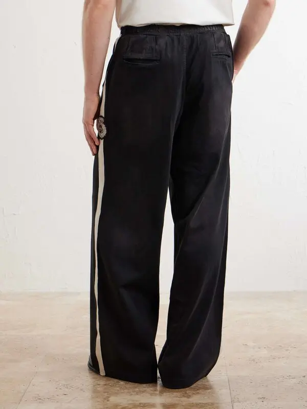 424 Straight-leg Distressed Striped Cotton-jersey Sweatpants