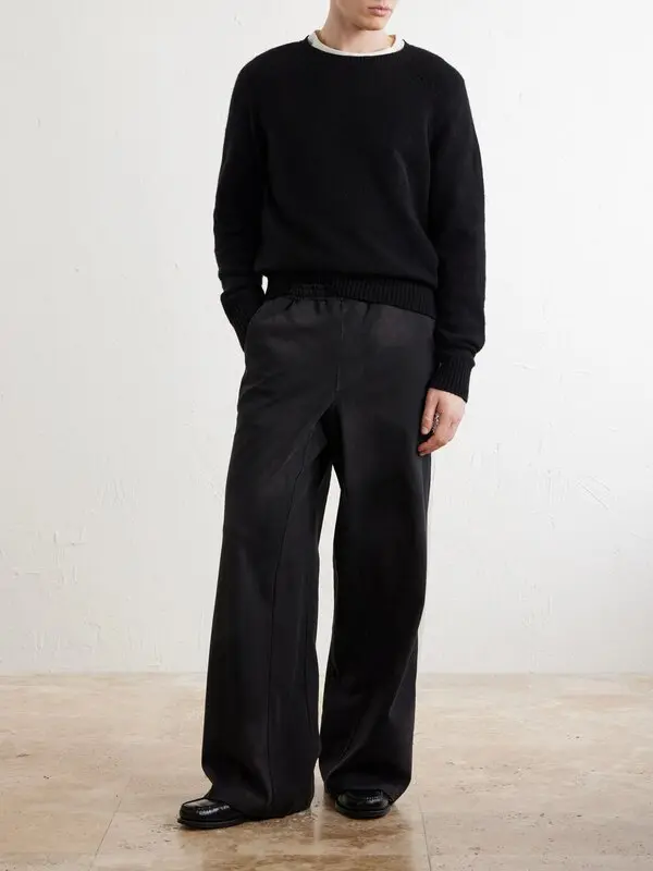 424 Straight-leg Distressed Striped Cotton-jersey Sweatpants