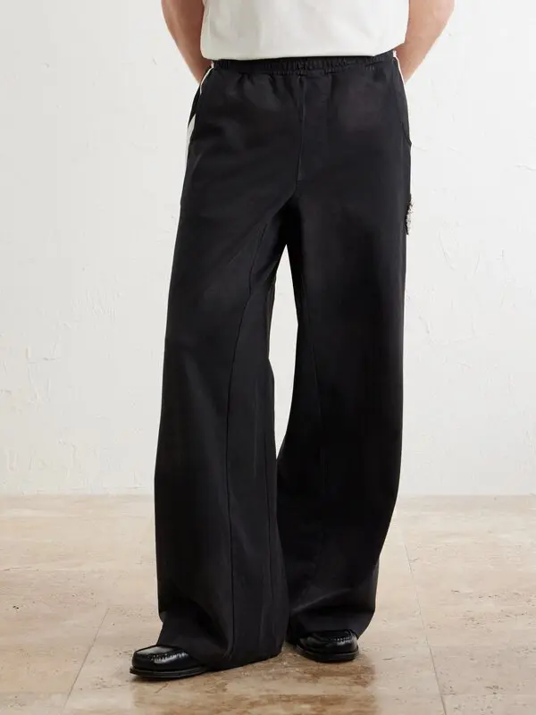 424 Straight-leg Distressed Striped Cotton-jersey Sweatpants